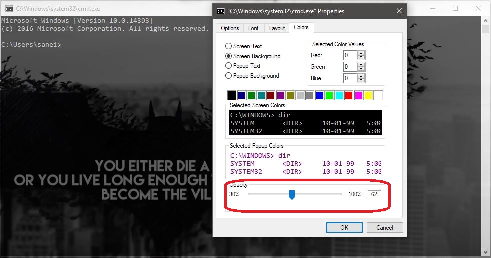 Make command Prompt semi Transparent in Windows 10. - Technoresult