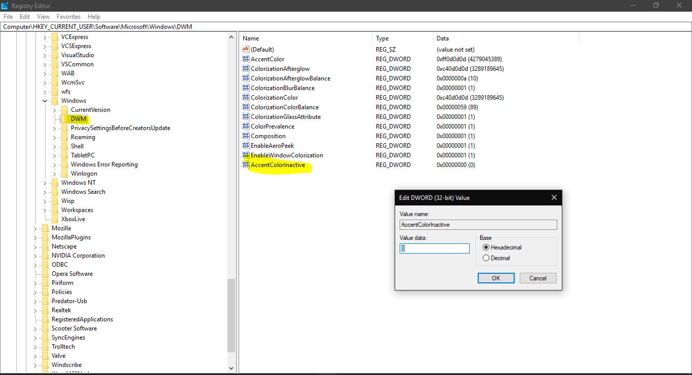 How to change the inactive tab color in windows10? - Technoresult