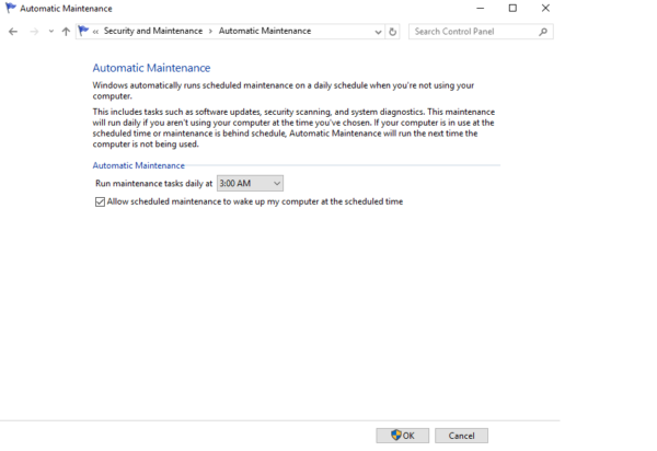 Automatic Maintenance Settings in Windows 10 - Technoresult