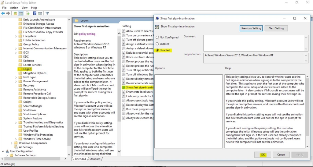 How to Disable the Windows 10 First Logon Animation? - Technoresult
