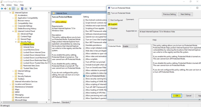 How to Disable Protected Mode in Internet Explorer windows 10 ...