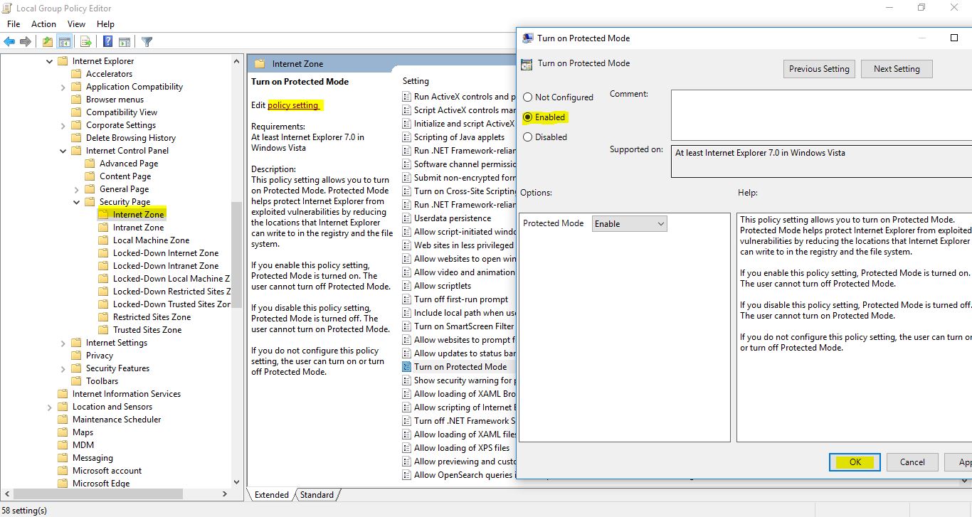 How to Disable Protected Mode in Internet Explorer windows 10 ...
