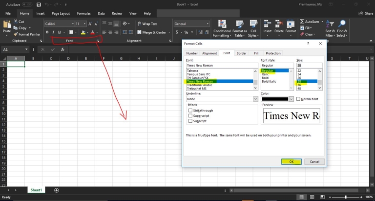 How To Change Default Font In Excel Technoresult