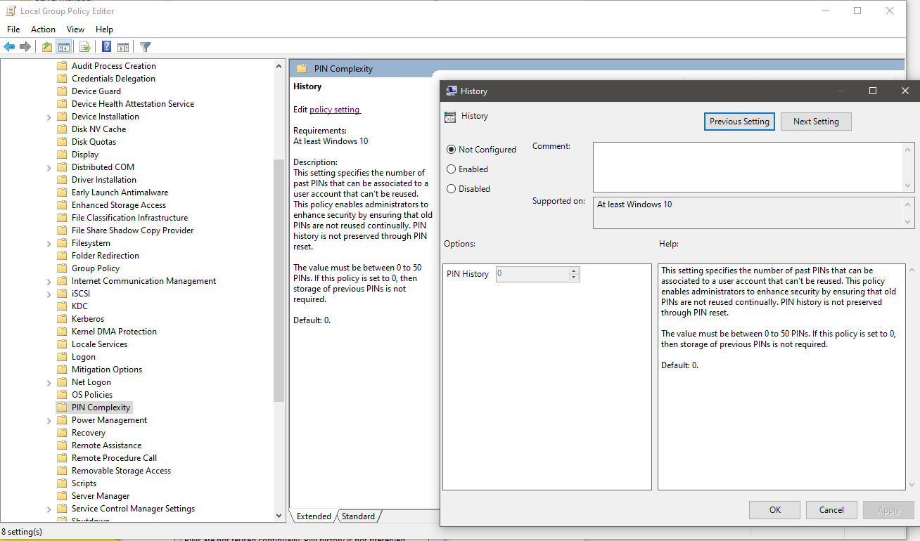 What is PIN History and How to disable/Enable PIN History in Windows 10 ...