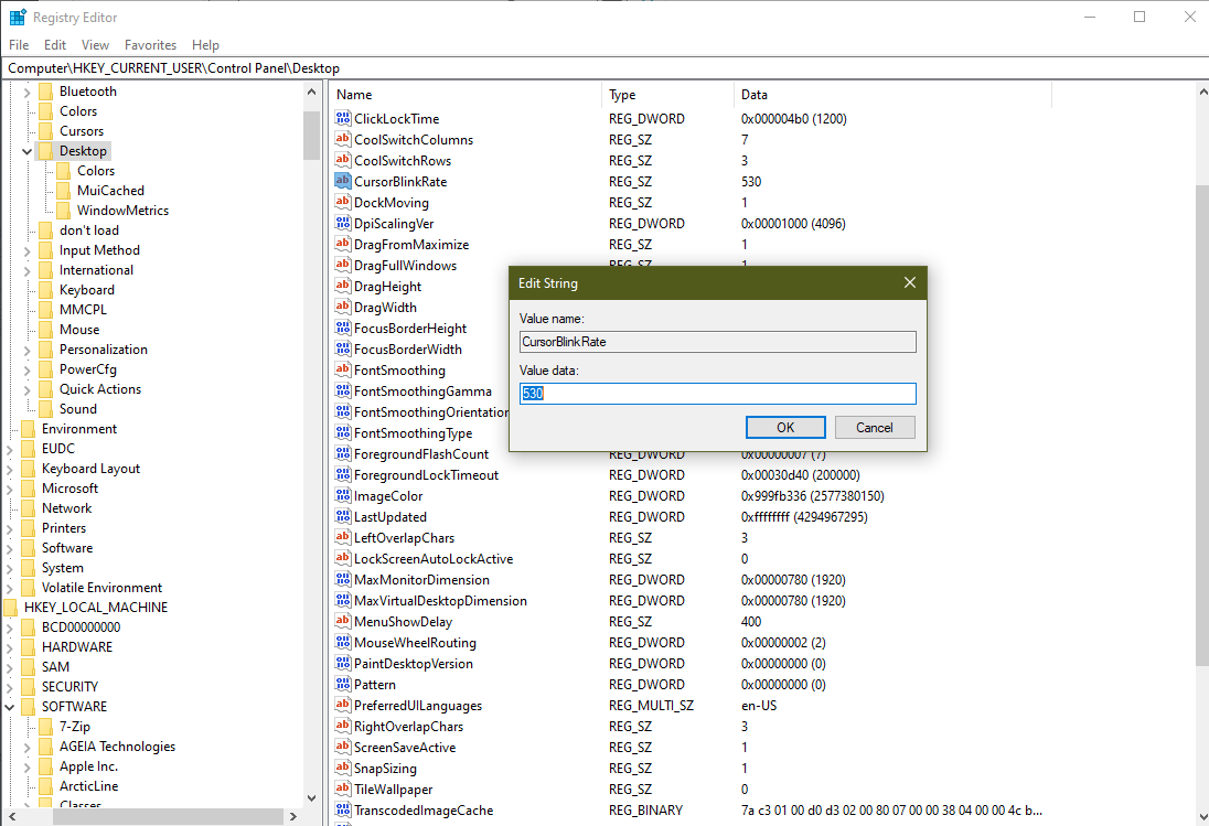 How to Change the Text Cursor Blink rate Using Registry Editor? - Technoresult
