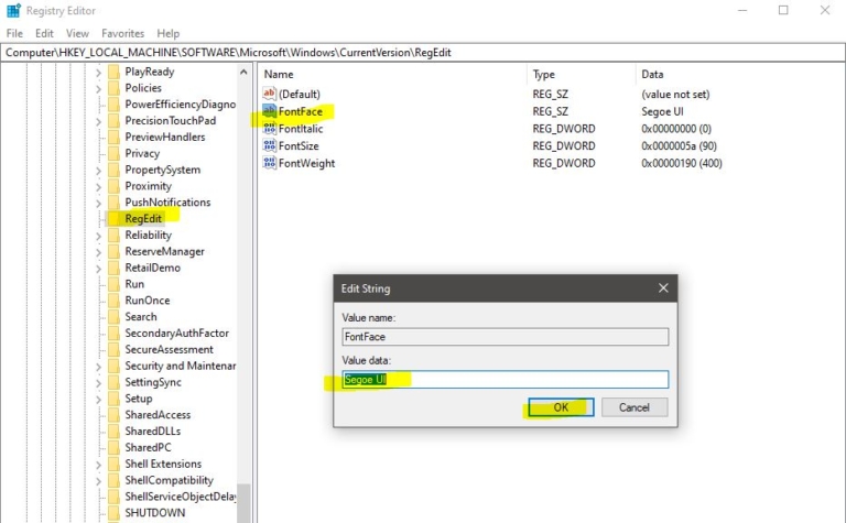 How to Change default font in Registry Editor on Windows 10? - Technoresult