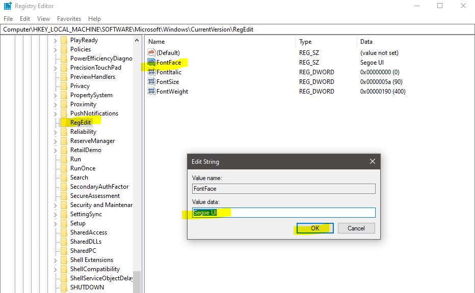 How to Change default font in Registry Editor on Windows 10? - Technoresult