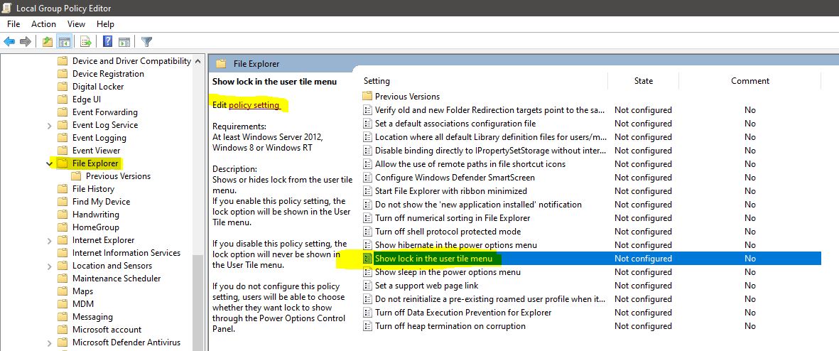 How to Hide Lock Option from the User Account Profile Picture in Start ...