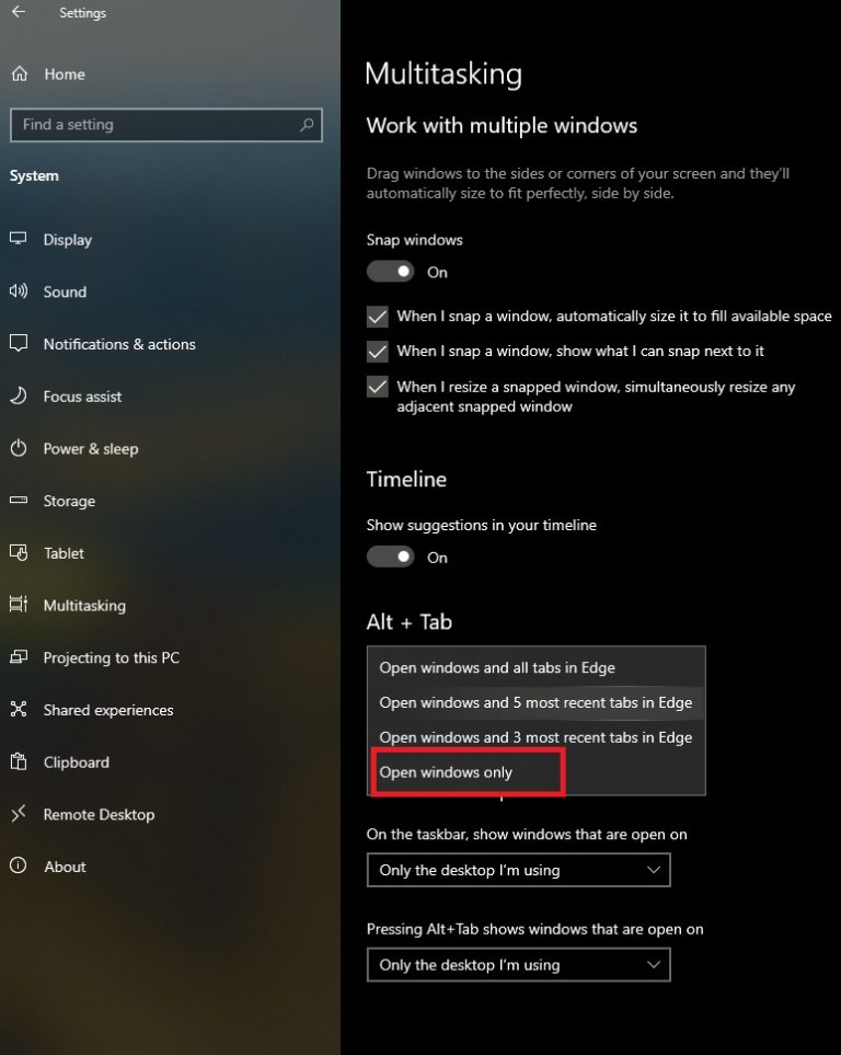 Disable Displaying of Edge Tabs in Alt+Tab in Windows 10 - Technoresult