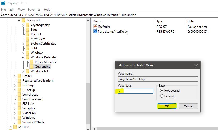 How to Configure automatic Removal of files from Quarantine in Defender ...
