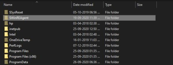 What is WinREAgent Folder in Windows 10? - Technoresult