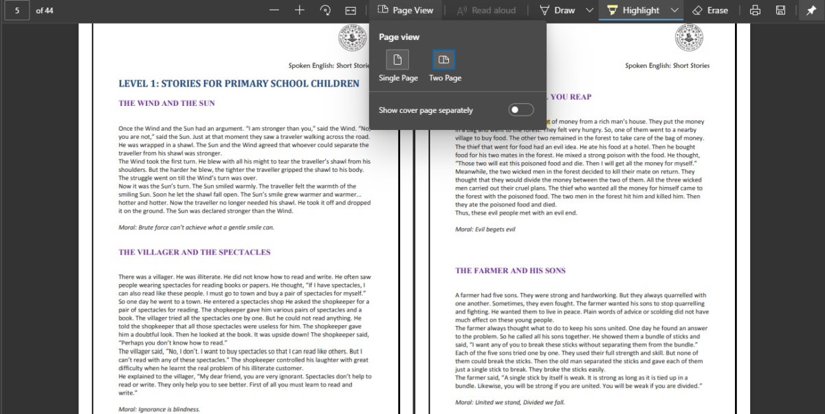 Enable Two Page View Mode in Microsoft Edge PDF Viewer - Technoresult