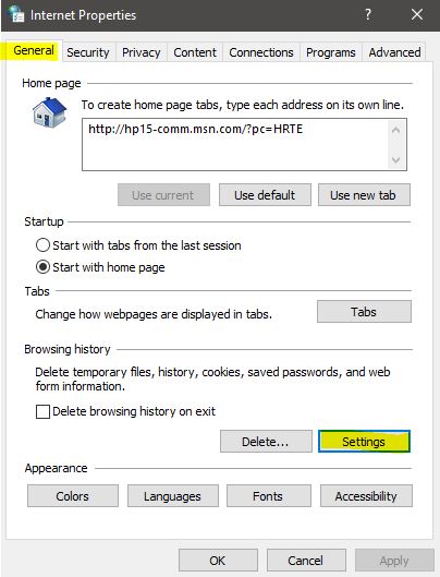 Fix Temporary Internet files Location has changed - Technoresult