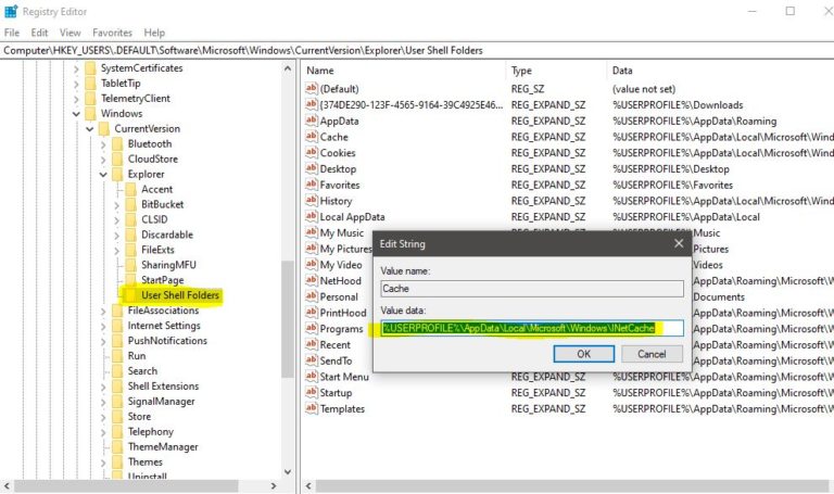 Fix Temporary Internet files Location has changed - Technoresult