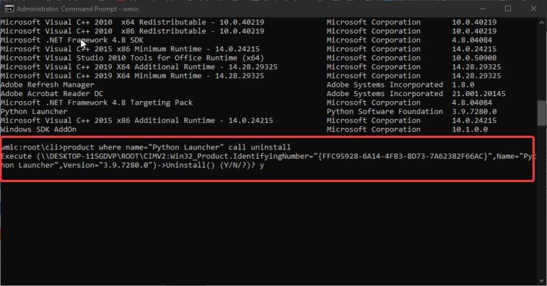 Uninstall Program using Command Prompt in Windows 10 - Technoresult