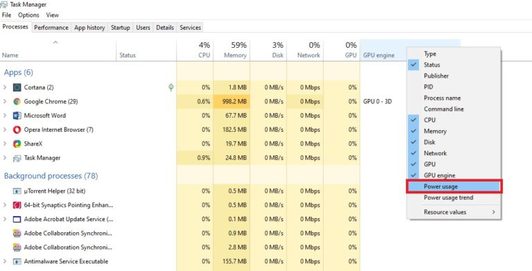 How to See Power Usage of Apps Using Task Manager? - Technoresult