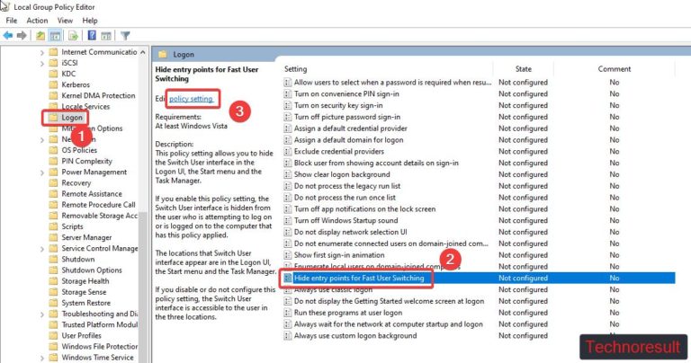 Fix Unable to Switch User from Windows 10 login Screen - Technoresult