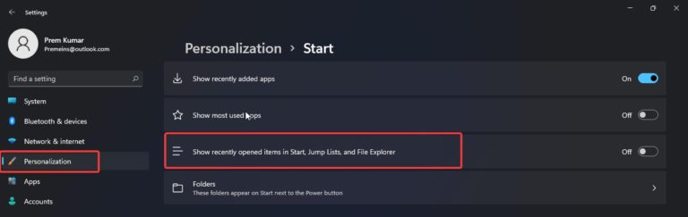 Remove Recent Files from Start Menu in Windows 11 - Technoresult