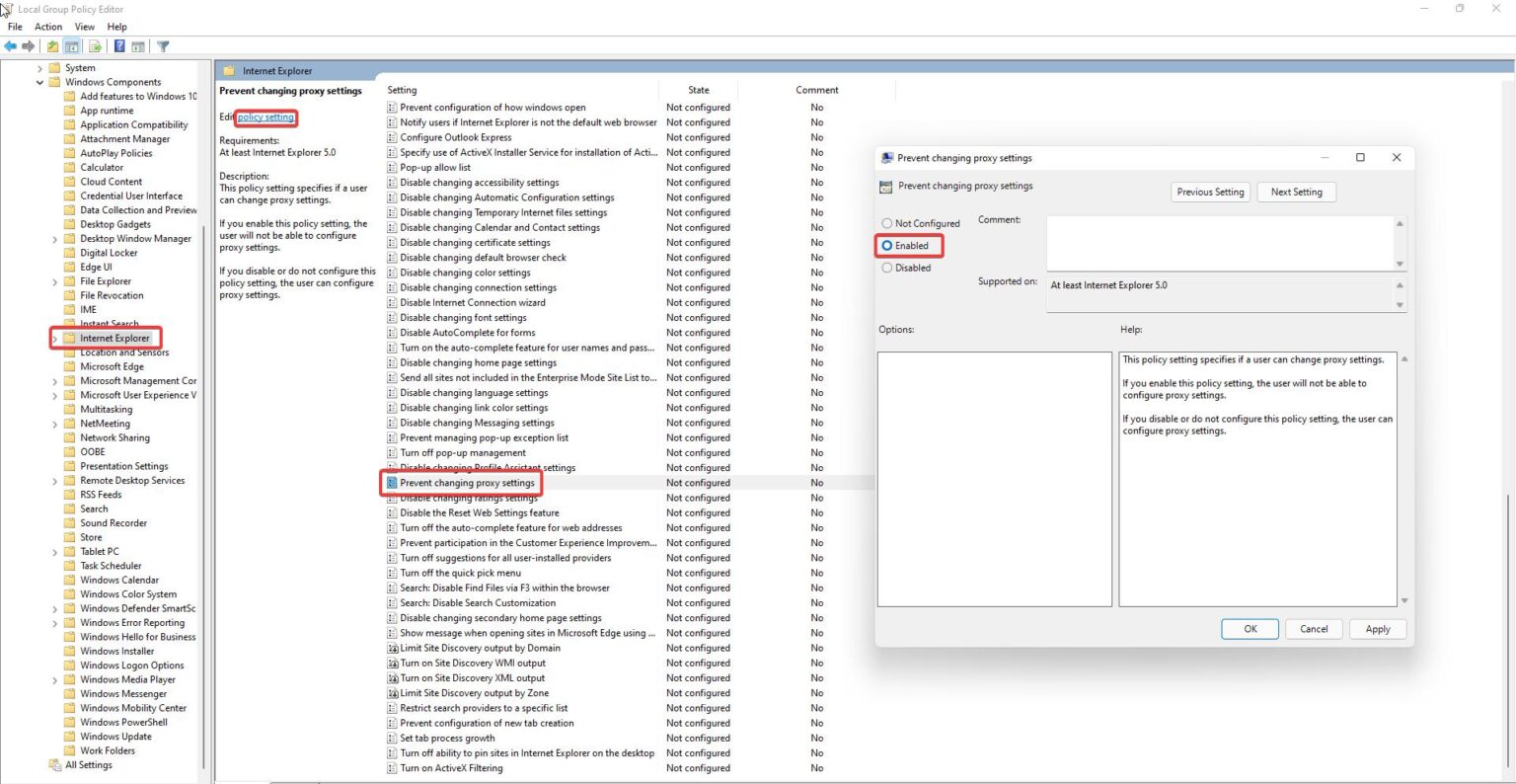 How to prevent Users from Changing Proxy Settings in Windows 11? - Technoresult
