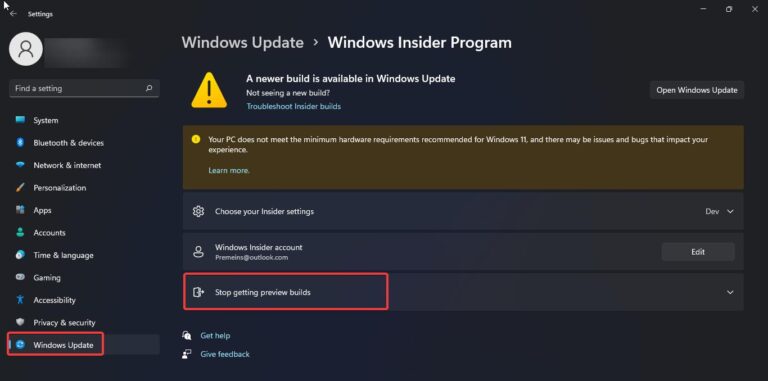 How to Switch from Windows Insider Preview build to Stable build ...