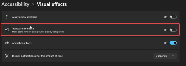 Disable Transparency effects in Windows 11 using Registry Editor ...
