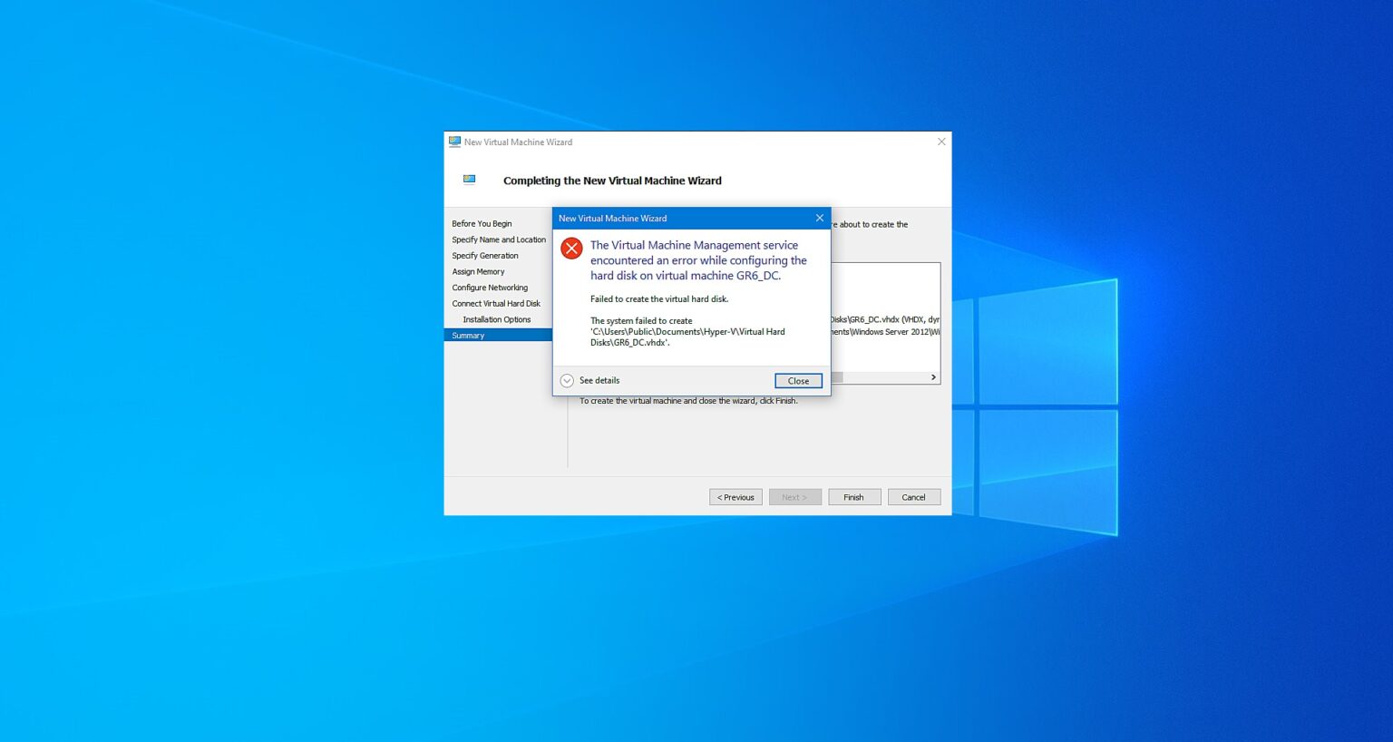 Fix Virtual Machine Management service encountered an error while ...