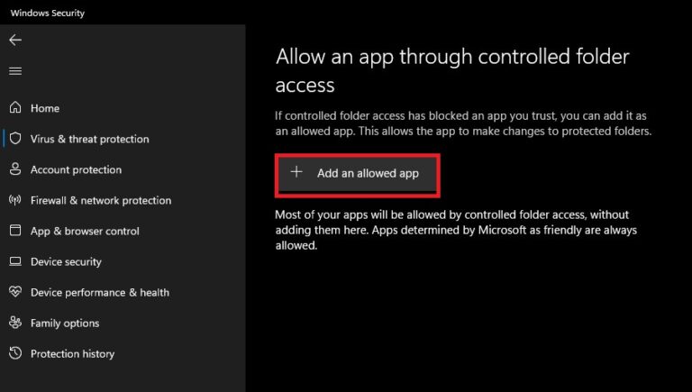 How to Allow app through controlled Folder access in Windows 11 ...