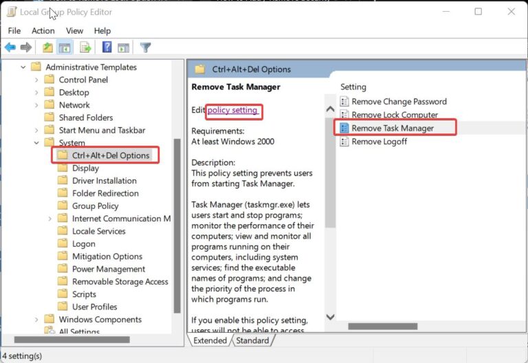 How to Remove Task Manager from CTRL+ALT+DEL Screen? - Technoresult