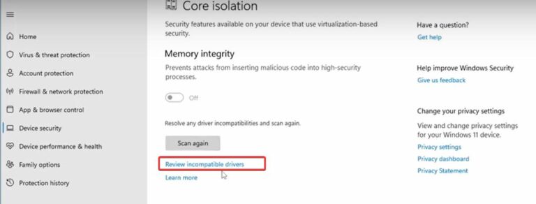 Fix Memory Integrity Can’t be turned on in Windows 11 - Technoresult