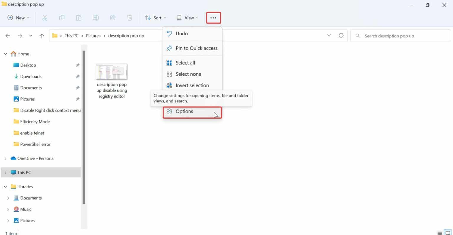 How to Disable pop-up Description for folders/files in Windows 11 ...