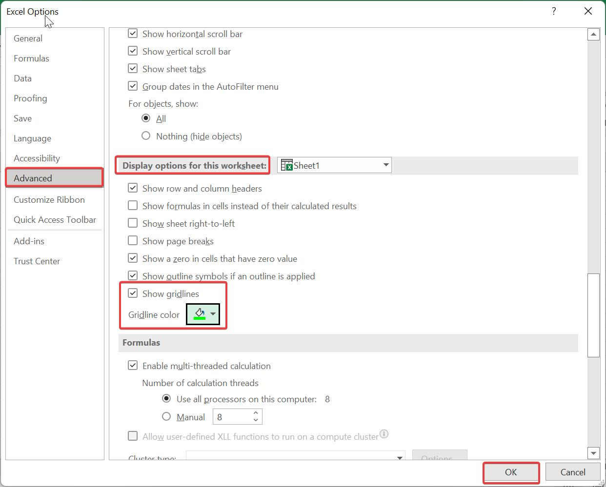 How To Change Cell Gridlines Color In Excel Technoresult