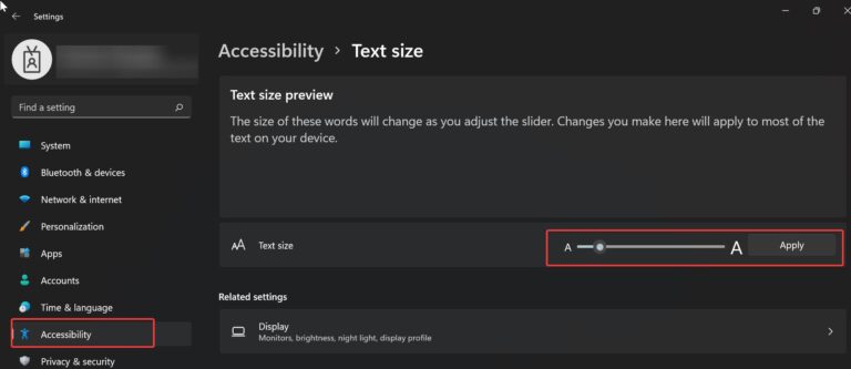 Increase/Decrease Font Size in Windows 11 - Technoresult