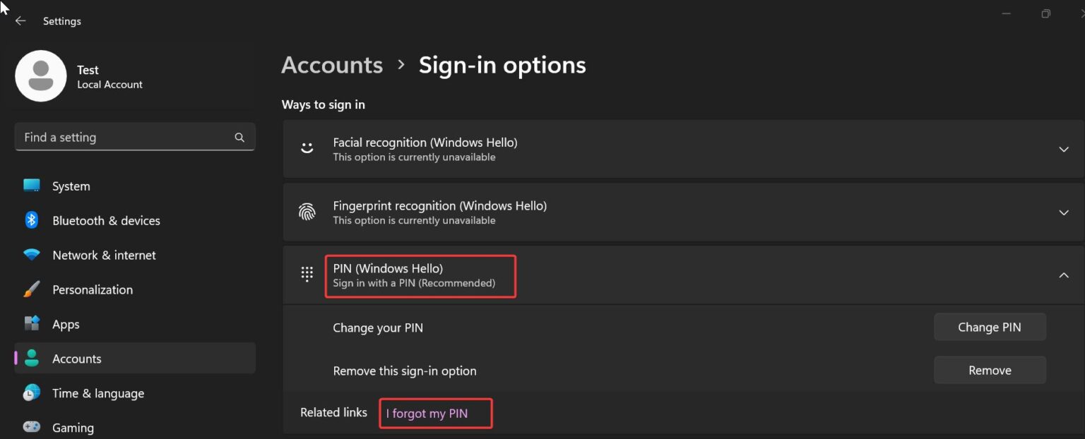 Fix the "Remove PIN option Greyed out" Issue in Windows 11 - Technoresult