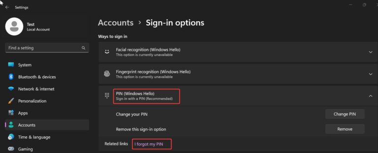 How to reset forgotten PIN in Windows 10/11? - Technoresult