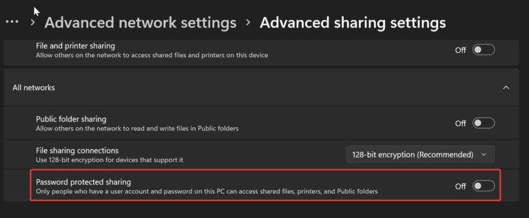 How to Disable Password Protected Sharing in Windows 11/10? - Technoresult