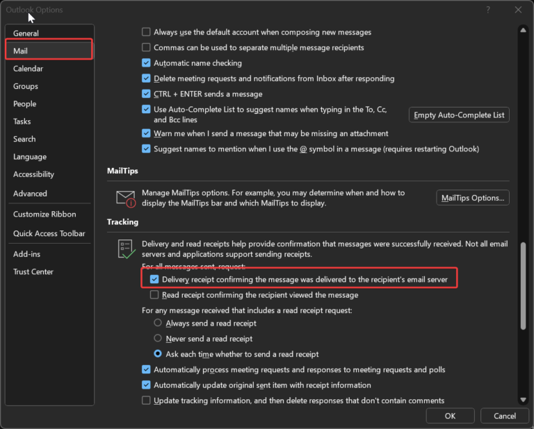 How to Enable Delivery Receipt in Outlook new? - Technoresult