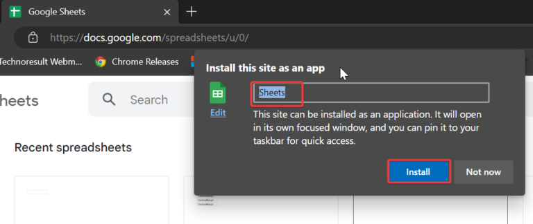 How to install Google Spreadsheets as a Desktop app in Windows 11/10 ...