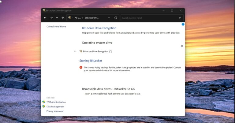 Fix The Group Policy Settings for BitLocker startup options are in ...