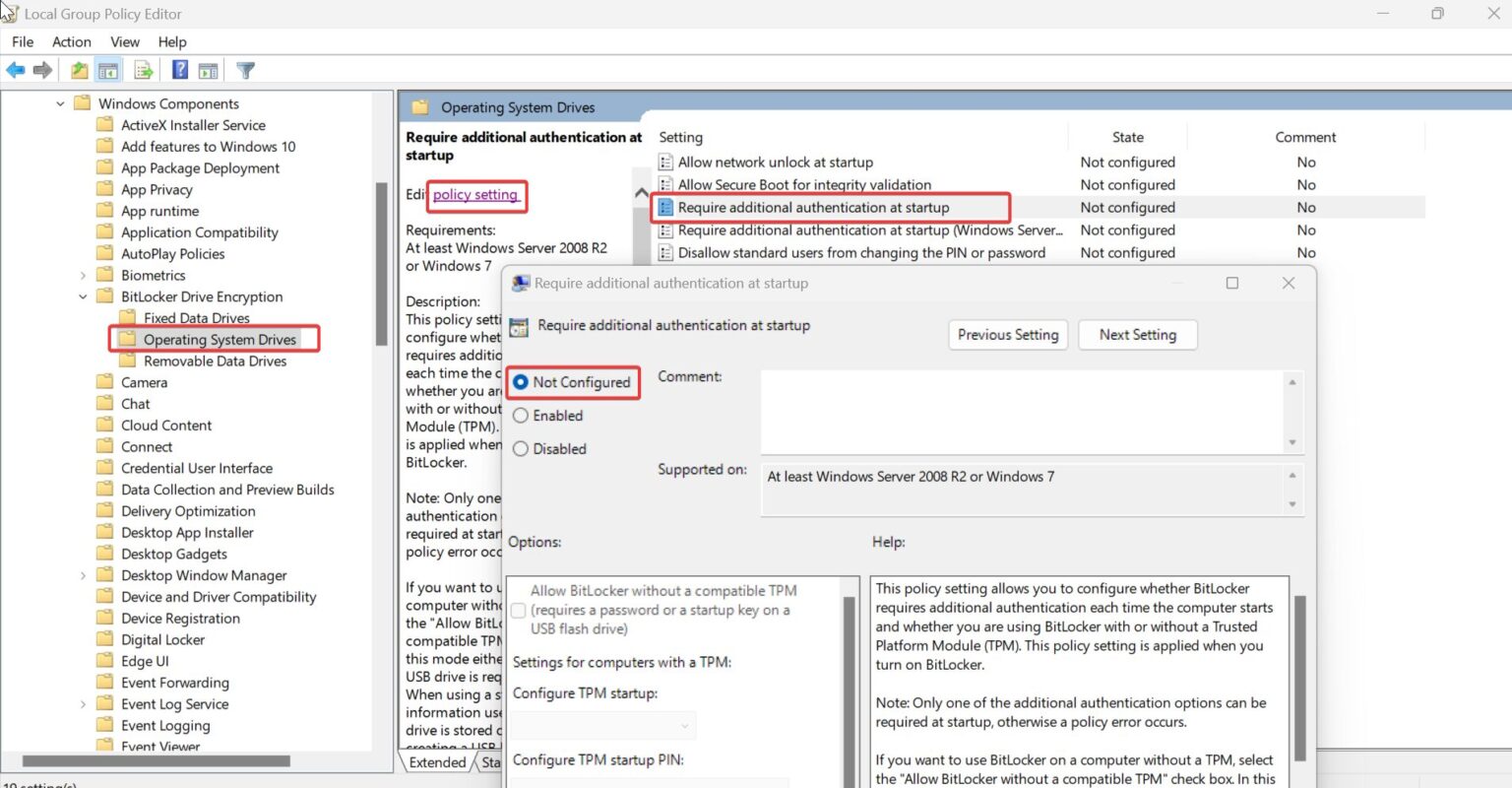 Fix The Group Policy Settings for BitLocker startup options are in ...
