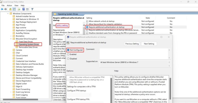 Fix The Group Policy Settings For Bitlocker Startup Options Are In Conflict Technoresult